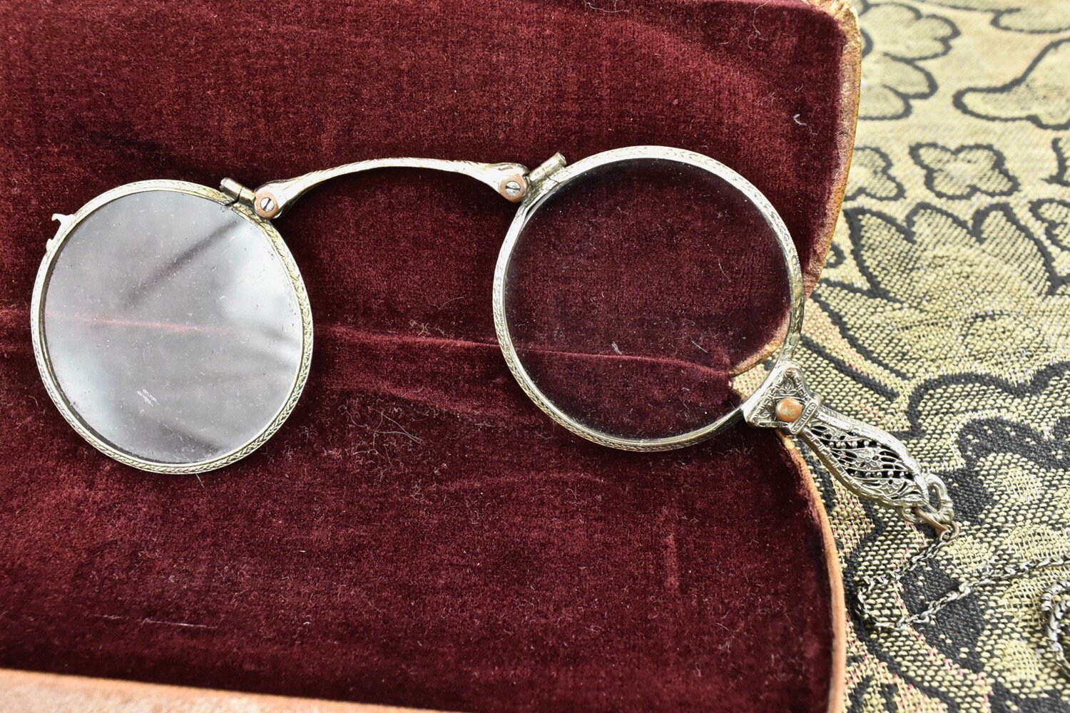 Victorian / Edwardian White Gold Filled Lorgnette and Case | Etsy