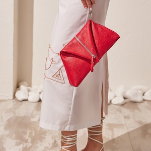 Red Clutch Bag, Leather Wristlet Clutch, Evening Bag Clutch, Red ...