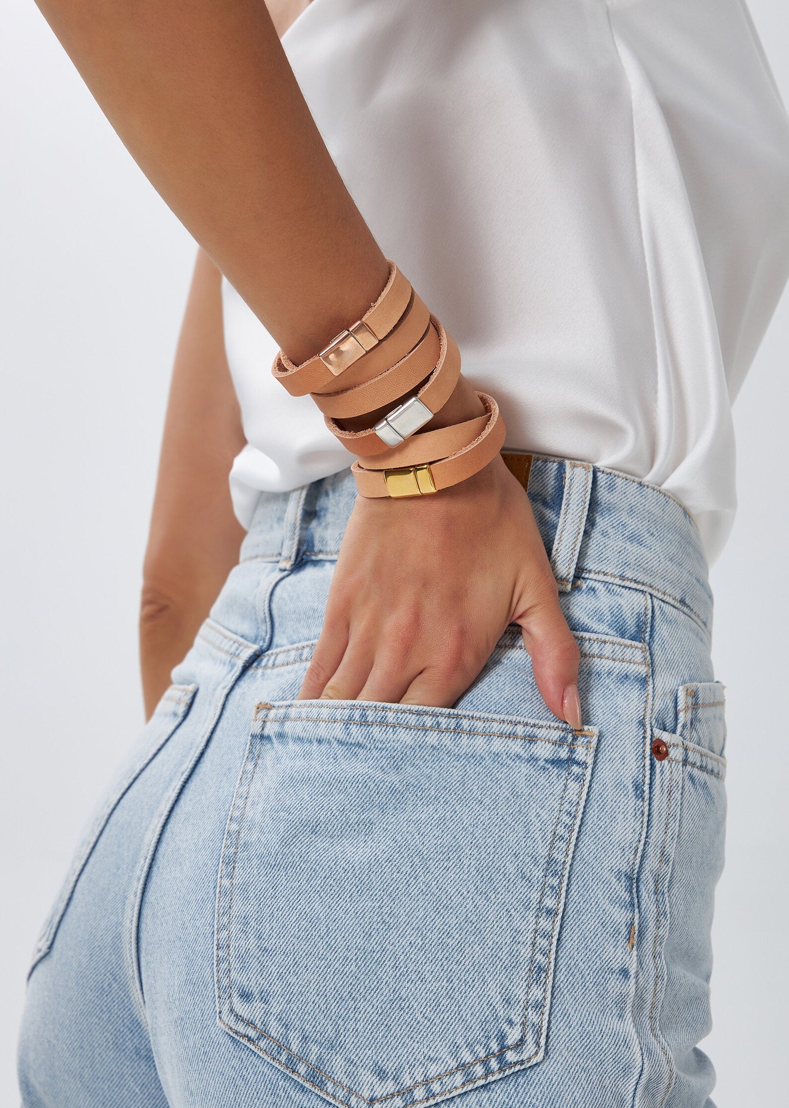 Set of Stacking Bracelets Multistrand Bracelets Leather | Etsy