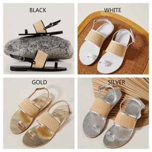 Straw Sandals, Slingback Sandals, Silver Flat Sandals, Dressy Sandals ...
