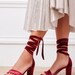 Red Wedding Shoes With Ribbons Boho Bridal Shoes Red Velvet - Etsy