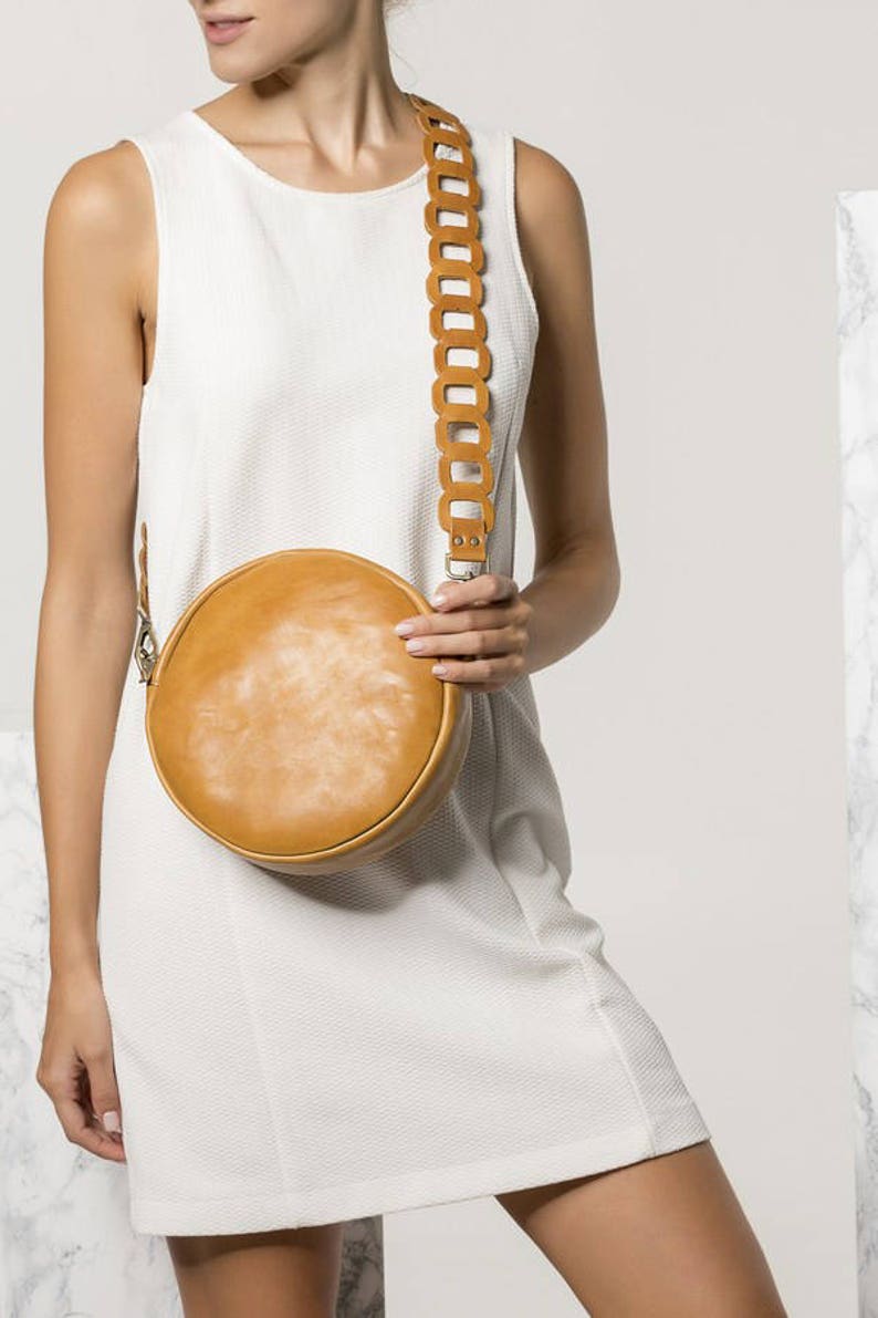 Rounded Leather Crossbody Bag With Braided Strap, "ariadne", Made to ...