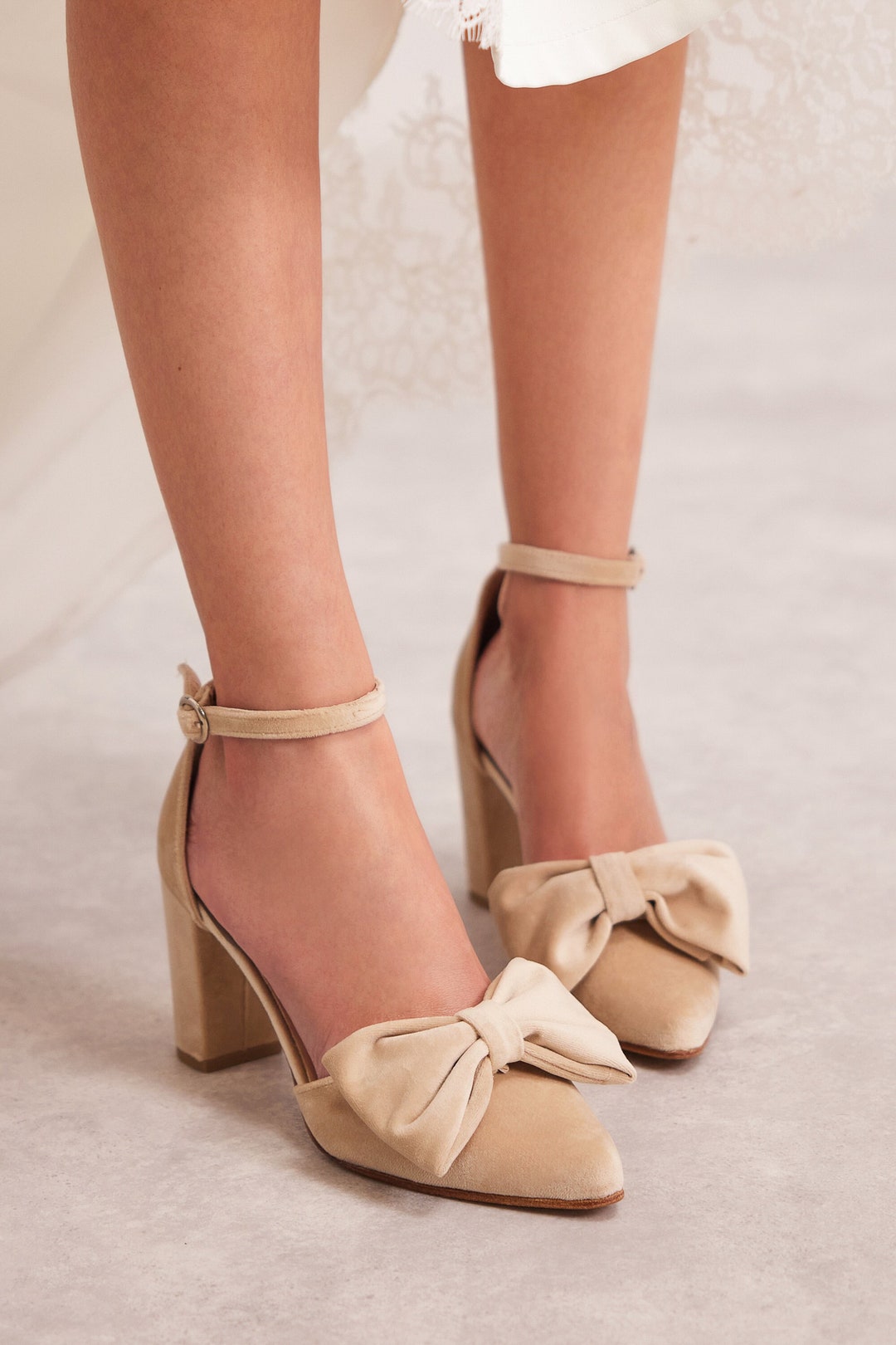 Ivory Bridal Shoes, Wedding Bow Heels, Ivory Wedding Shoes, Heels for ...