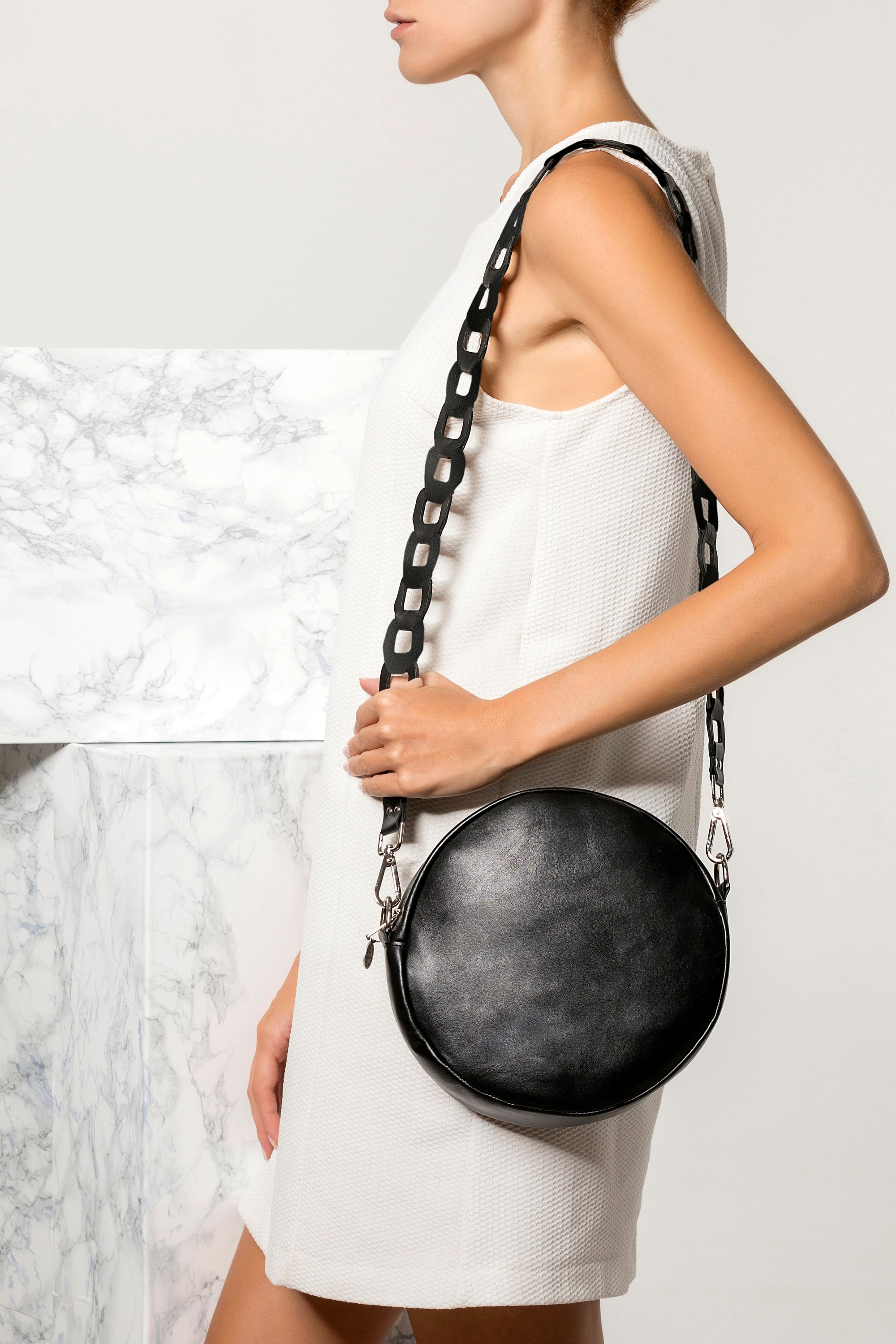 Rounded Leather Crossbody Bag With Braided Strap, "ariadne", Made to ...