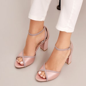 Blush Wedding Shoes, Pink Bridal Sandals Heels, Dusty Rose Satin Heels ...