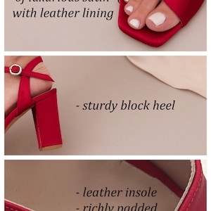 Red Shoes for Wedding, Squared Toe Heels, Peep Toe Heeled Sandals ...