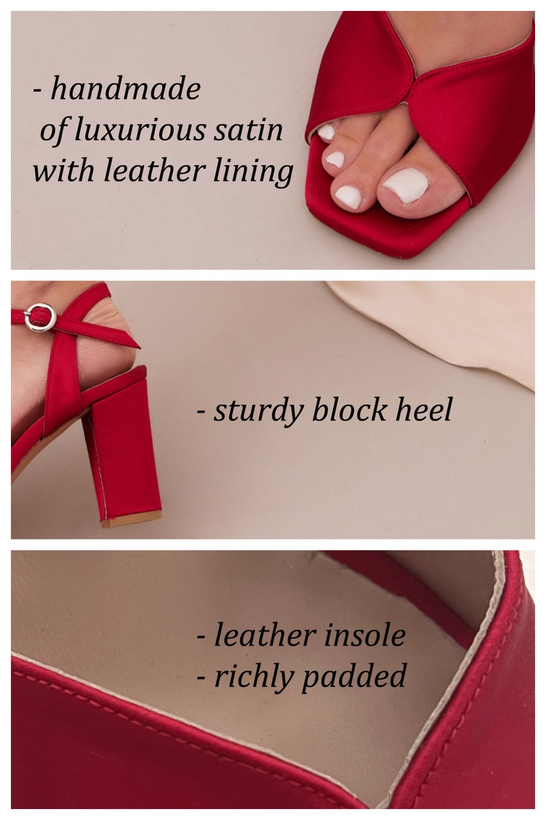 Red Shoes for Wedding, Squared Toe Heels, Peep Toe Heeled Sandals ...
