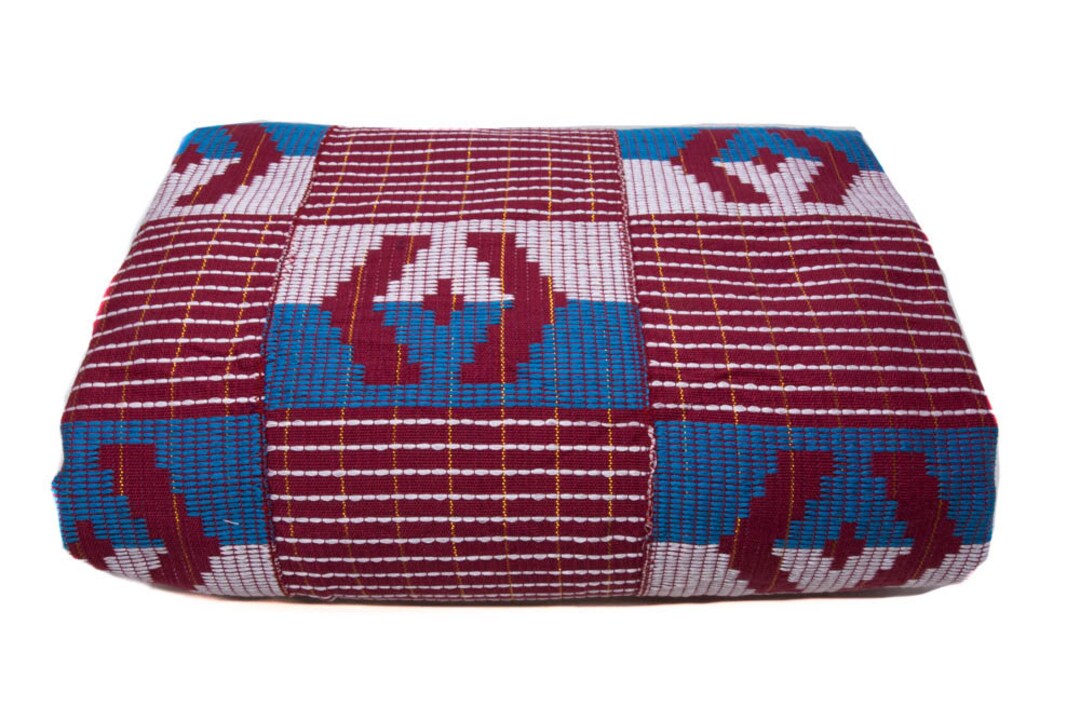 WK19 Large Male Authentic Hand Woven Kente Cloth From Ghana Dark Red ...