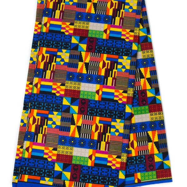 Yellow and Royal Blue African Fabric - Etsy