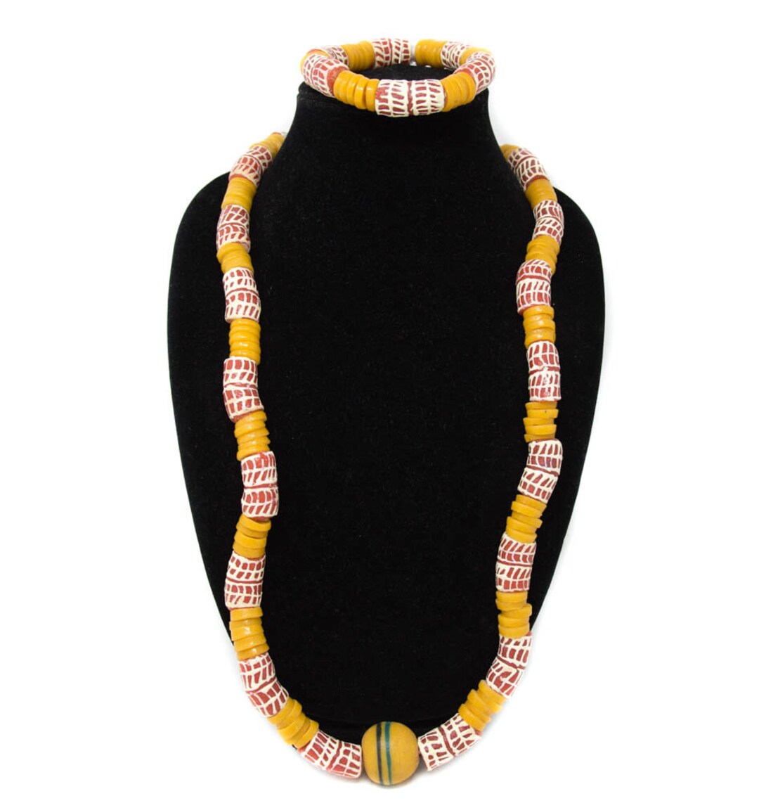AB18 Ghana Krobo Beads Vintage Handmade, Large Ethnic Ghana Krobo Beads ...