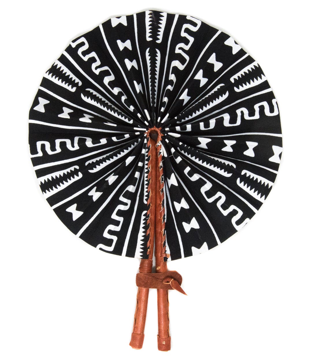AC178BW - Handmade African Fabric & Leather Foldable Fan -traditional ...
