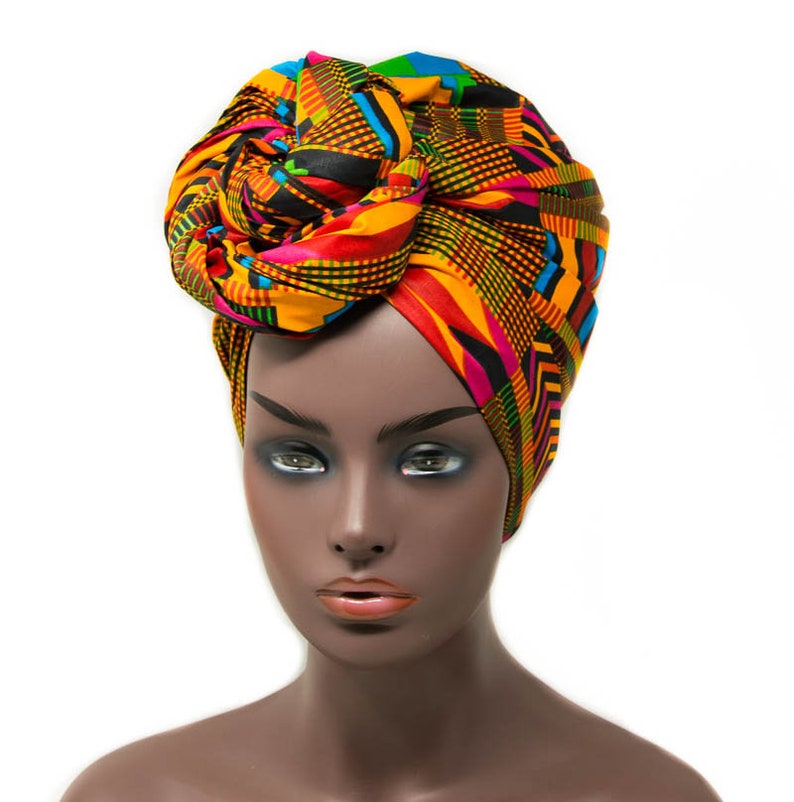 African Fabric Head Wraps Red Orange Kente Headwraps Head Etsy
