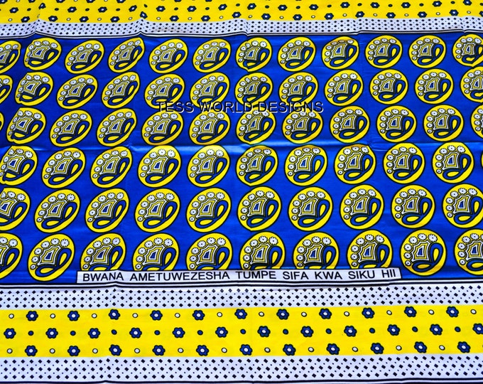 Wholesale Authentic Khanga / Kanga Fabric / Made in Kenya / Blue ...