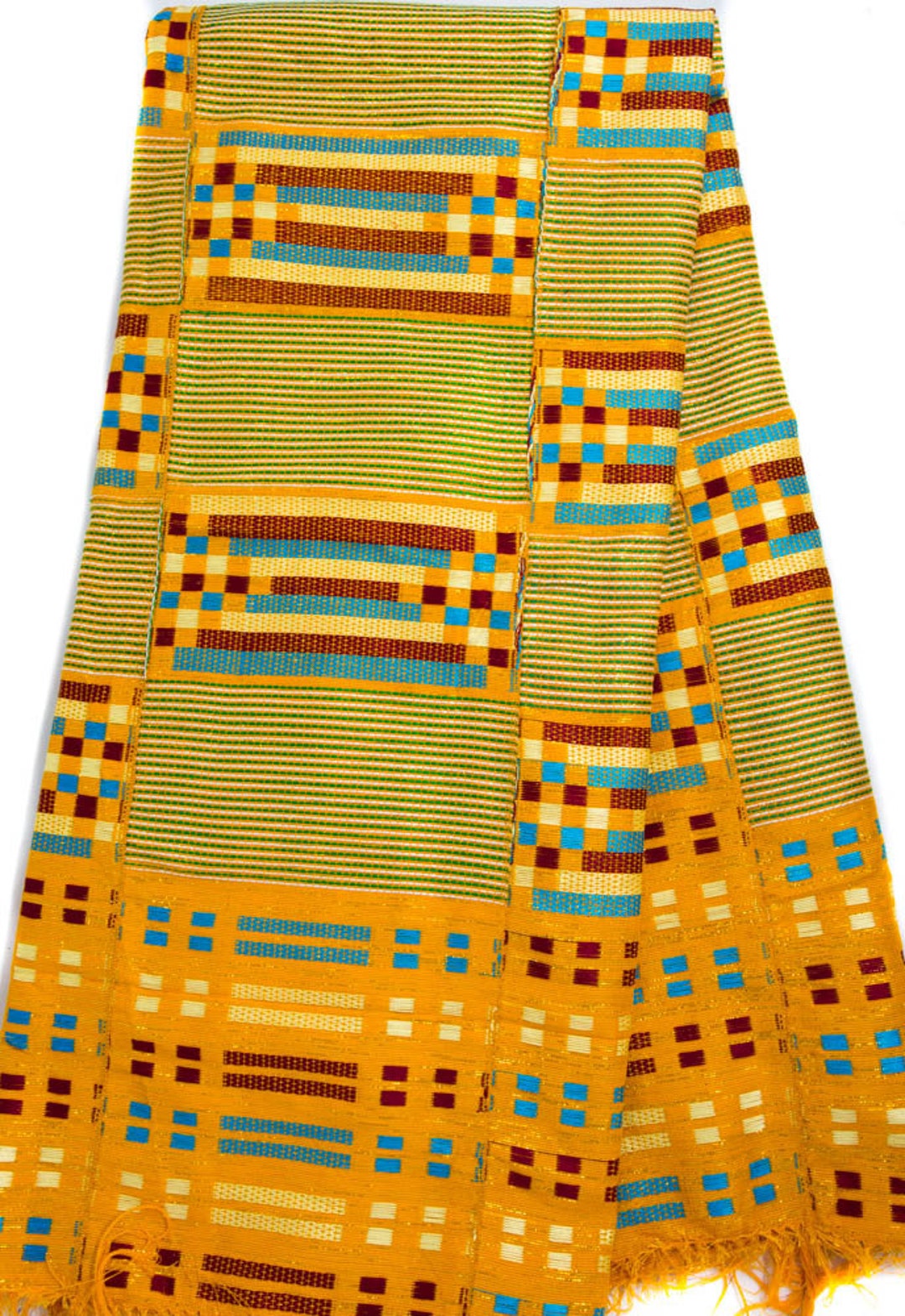 WK189 One Female Original Ghana Handwoven Kente Cloth Wedding One Queen ...