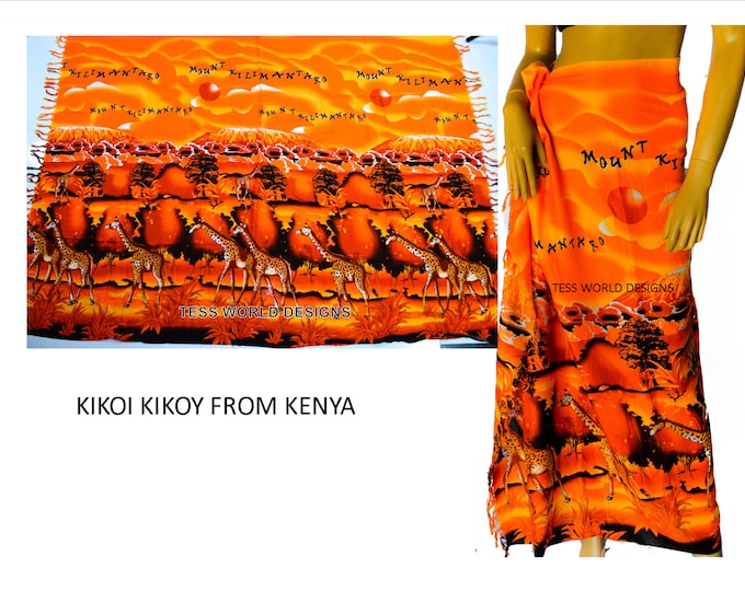 Mount Kilimanjaro Kikoy/ Cotton Sarong Beachwear Kikoi Scarf/ Cotton ...