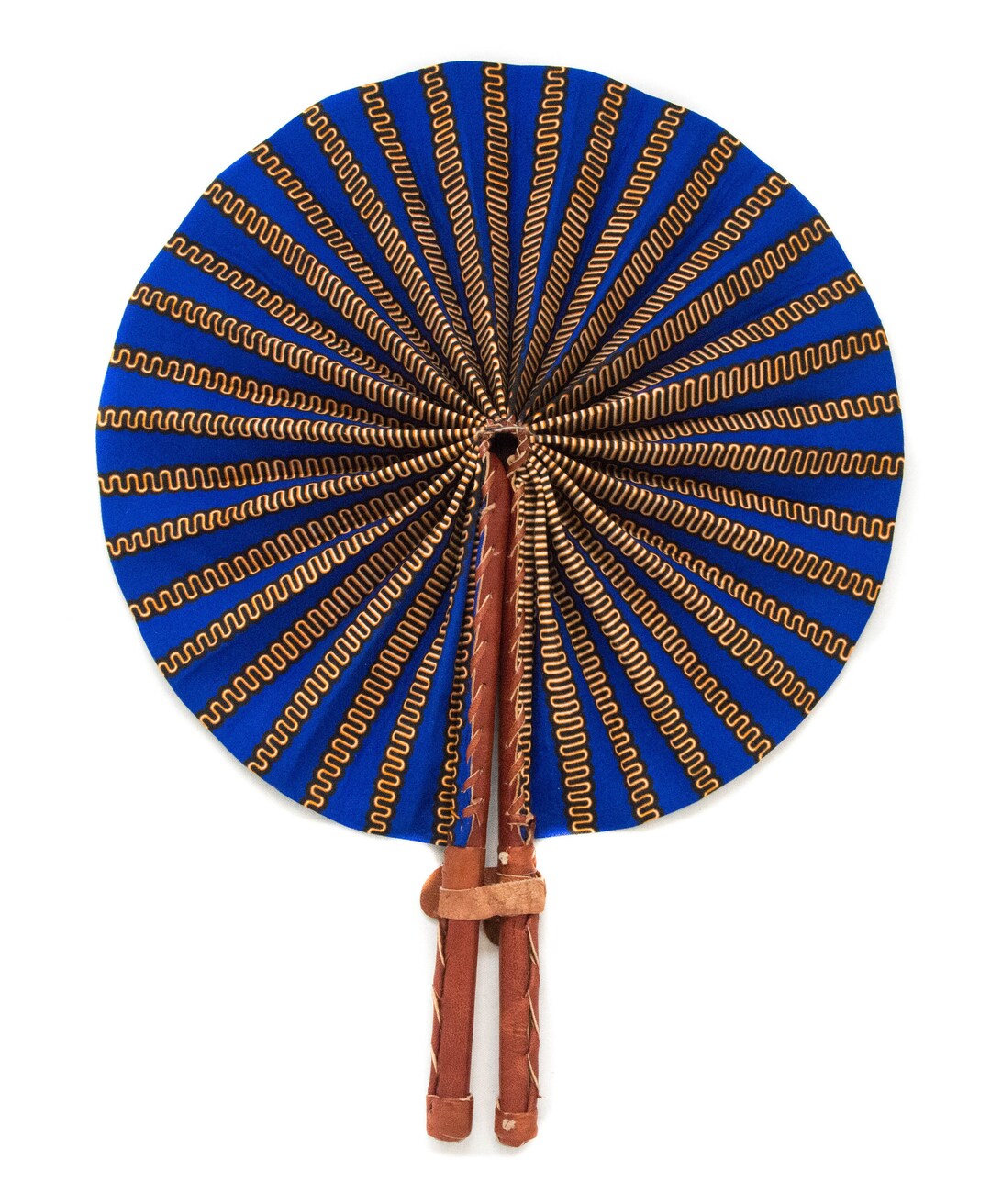 Ac172-bluepencil - Handmade African Fabric & Leather Foldable Fan ...