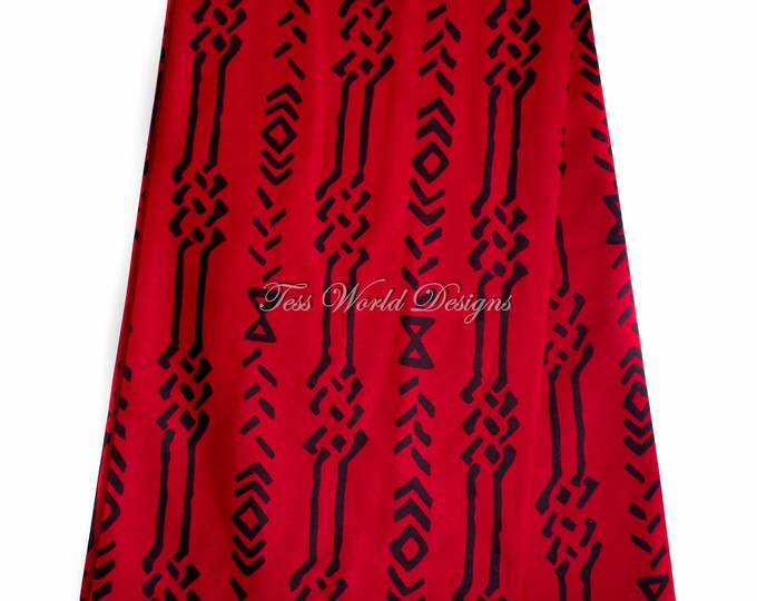 Red Tribal Print by the Yard , Mud Cloth Print , Tribal Print / African ...
