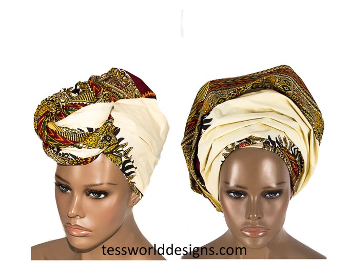African Headwrap Dashiki Head Wrap Scarf Headwrap Black And White