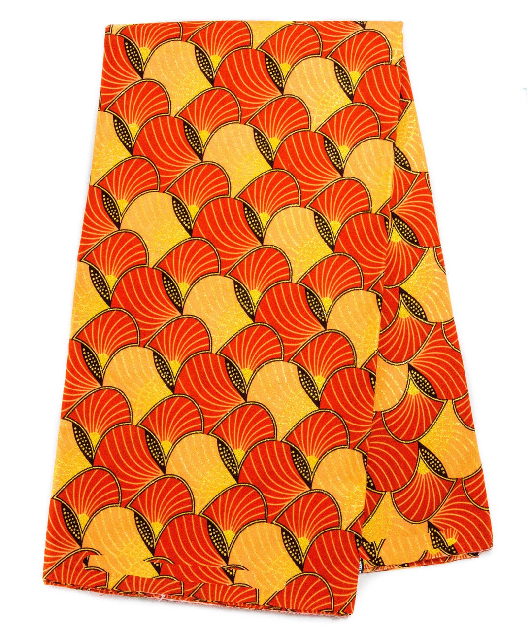 WP1884 - Orange African Fabric Metallic Glitter Fabric, Tess World ...