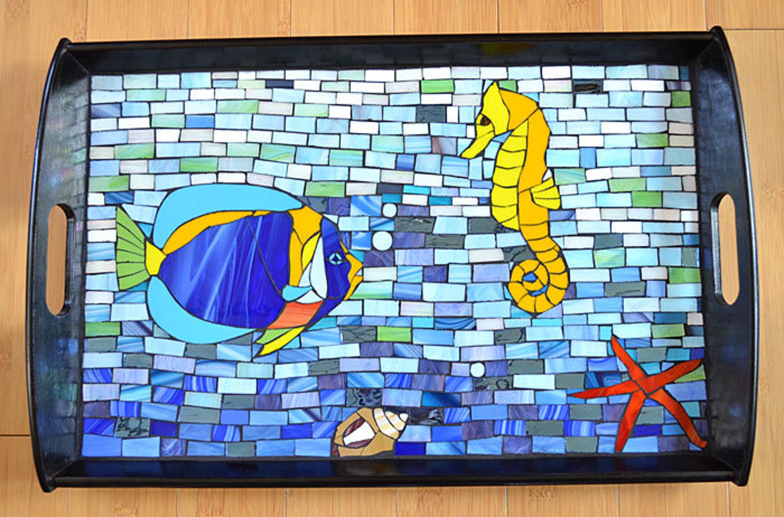 Handmade Glass Mosaic Serving Tray With Sea Creatures - Etsy