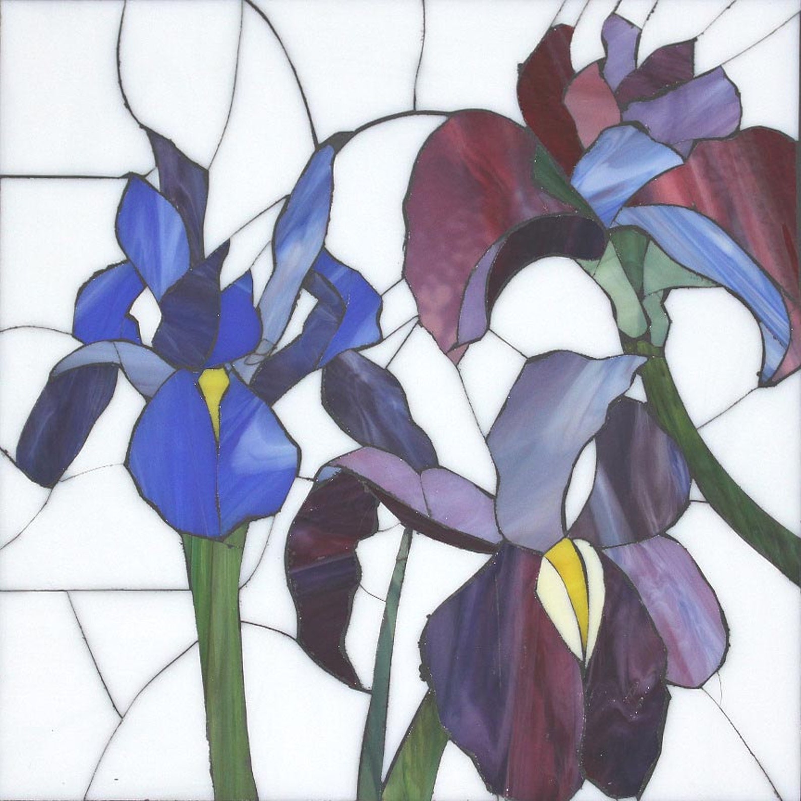 Handmade Iris Flowers Mosaic Artwork - Etsy