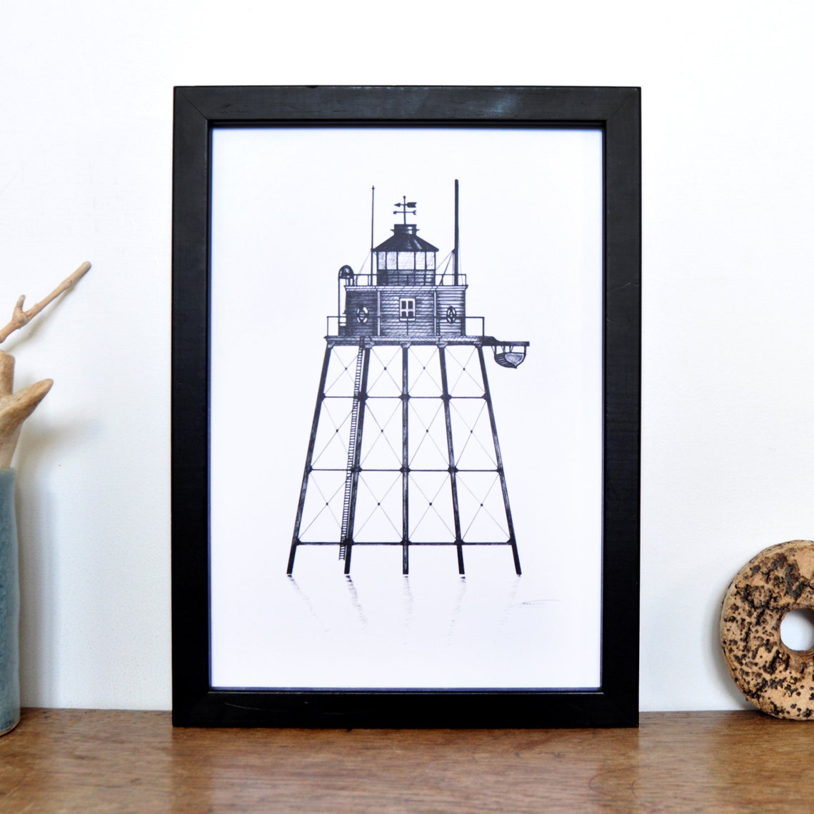 Lighthouse Print, Wyre Light. Signed A4 Print Hand Illustrated - Etsy