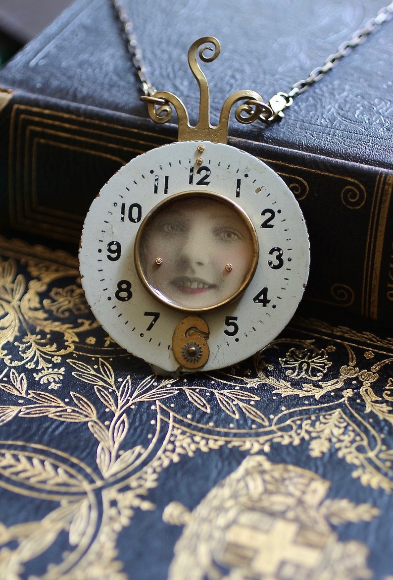Hand Crafted Altered Art Necklace, Steampunk Found Object Jewelry ...