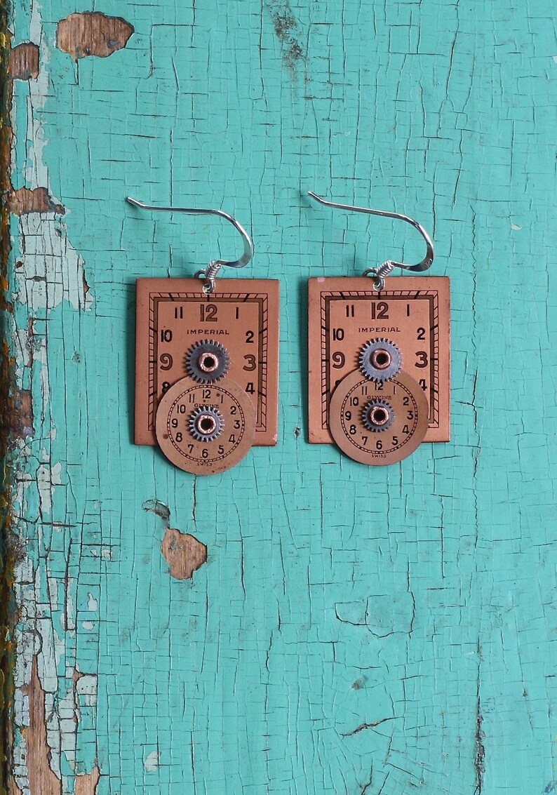 Vintage Watch Face Earrings, Steampunk Found Object Jewelry, Wearable ...
