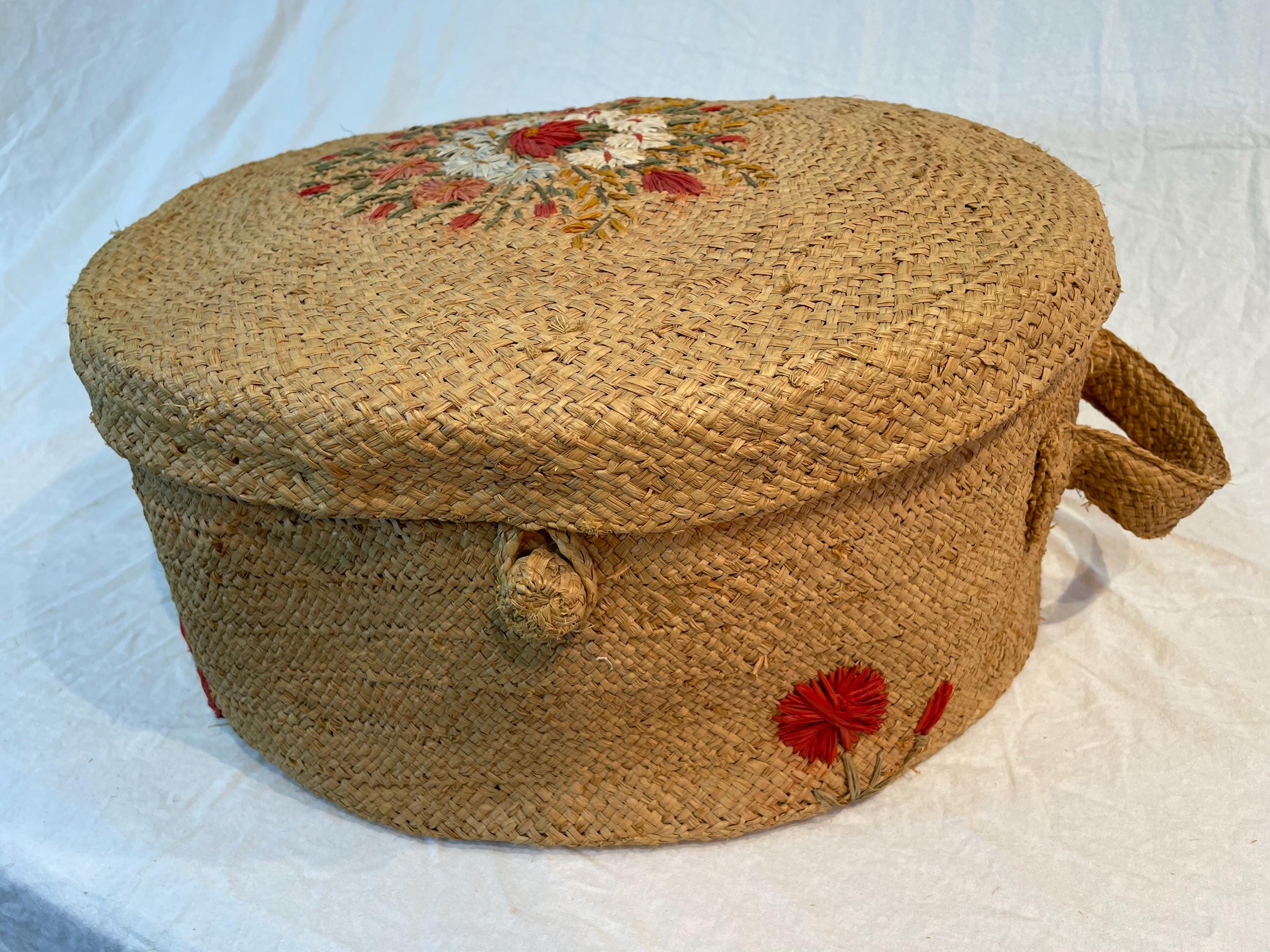 Large Antique Hat Box, Floral Crochet, Primitive - Etsy