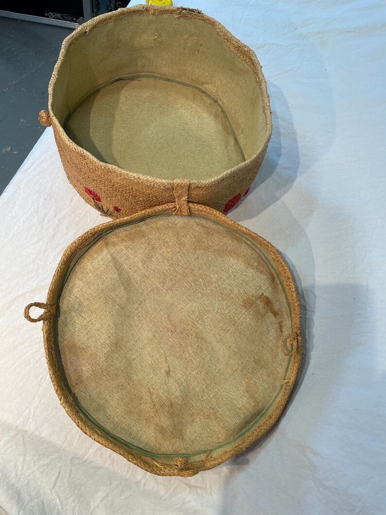 Large Antique Hat Box, Floral Crochet, Primitive - Etsy