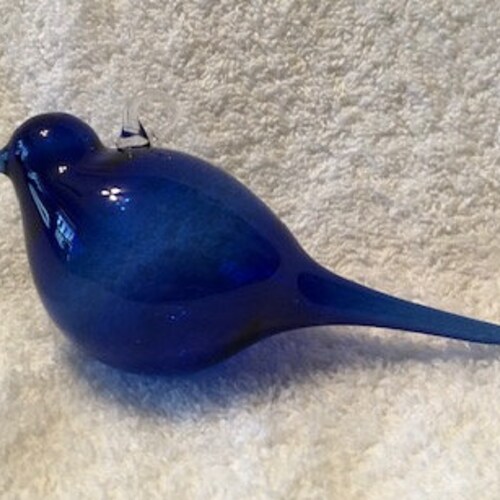 Cobalt Blue Blown Glass Bird - Etsy