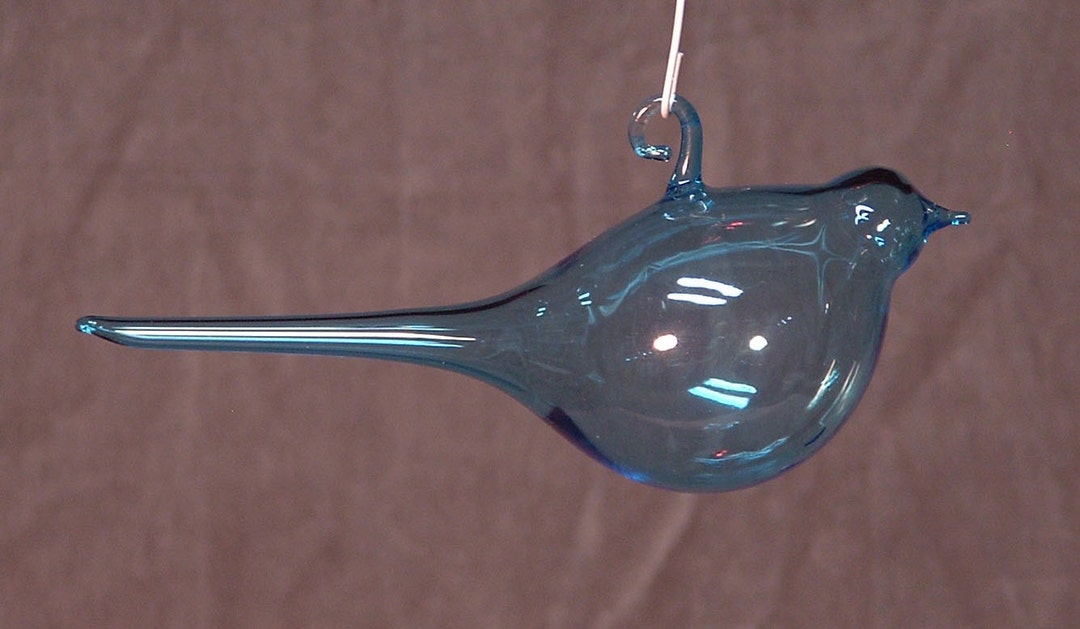 Bright Light Blue Blown Glass Bird - Etsy
