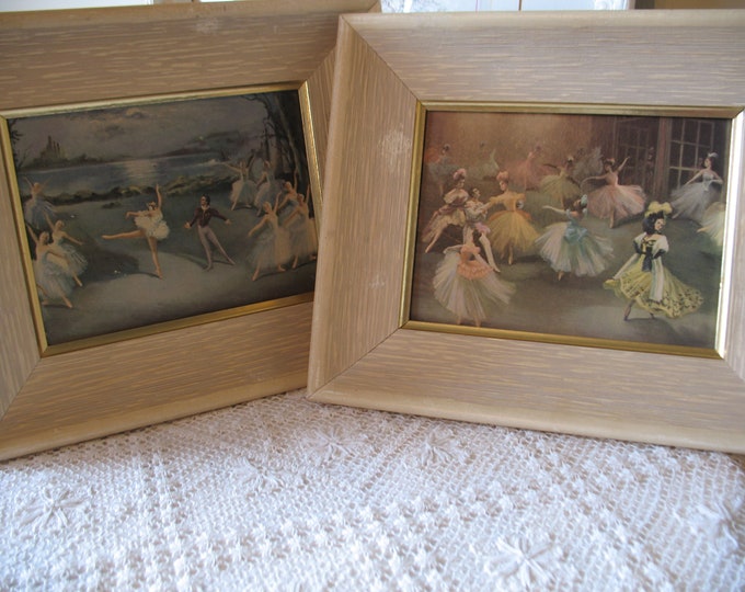 2 Frames of Ballet Dancers. Swan Lake, Vintage Wooden Frame. Art Deco ...