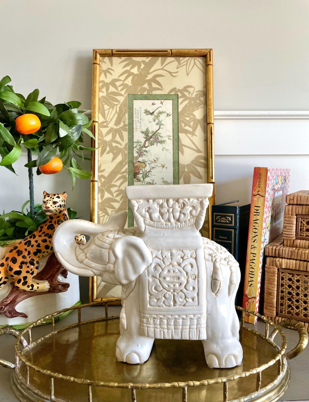 Vintage Elephant Planter, Vintage Ceramic Elephant Stand, Vintage ...