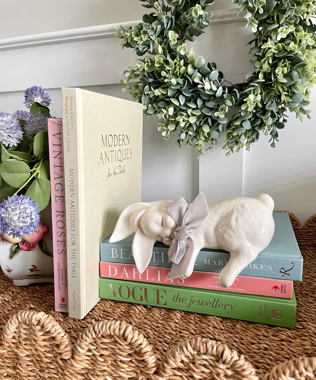 Vintage Sleeping Bunny, Vintage Bunny, Shelf Sitter, Bookshelf Decor ...