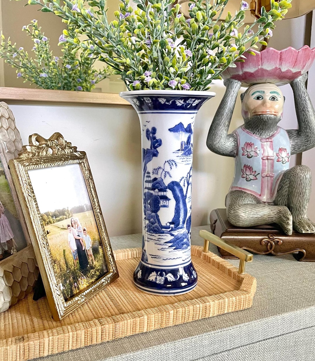 Vintage Bombay Blue Willow Vase, Vintage Vases, Tabletop Decor ...