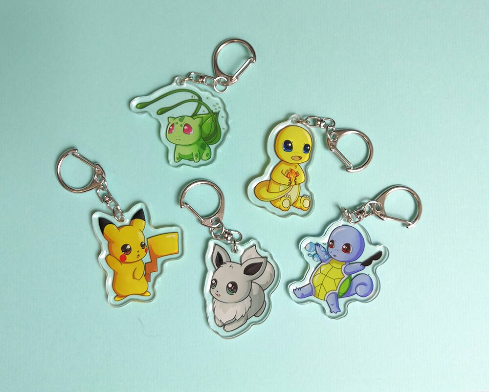 Pokemon Acrylic Keychains Cute Clear Key Chain Pikachu | Etsy