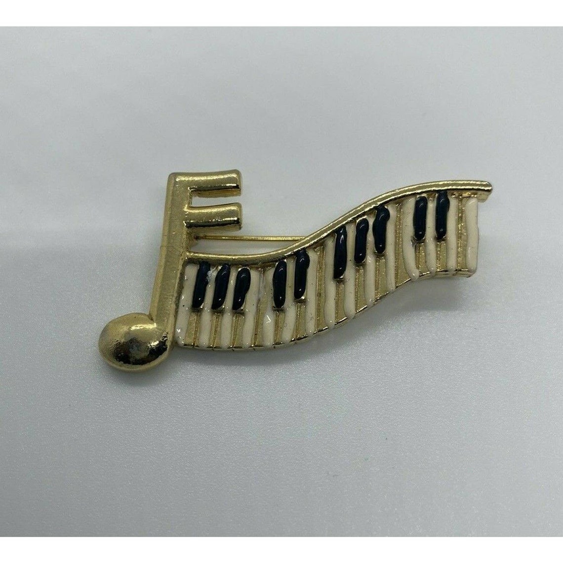 Enamel Music Brooch Music Note Piano Keys Pin Gold Tone | Etsy