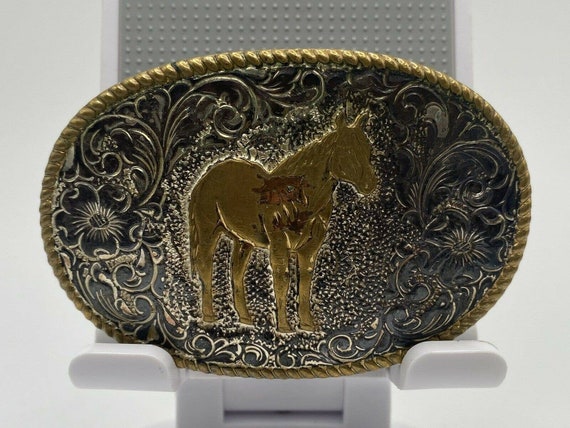 vintage belt buckle horse - Gem