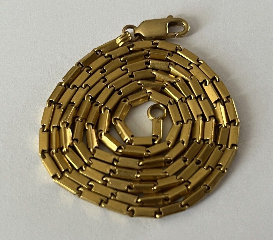 18k Pure Yellow Gold Bar Brick Link Chain 14.4g 20 Long1.7mm - Etsy