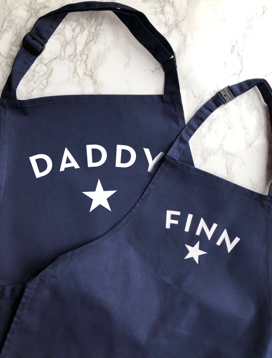 Daddy & Me Mummy Apron Set Navy Blue Hot Pink Baking Cooking Fathers ...