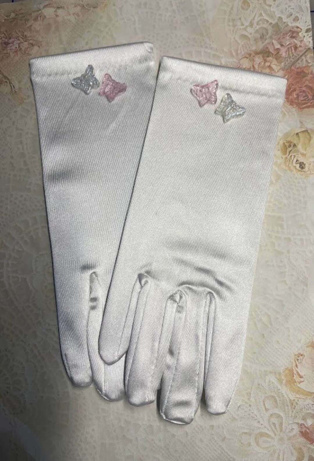 First Holy Communion Gloves White With Butterflies - Etsy
