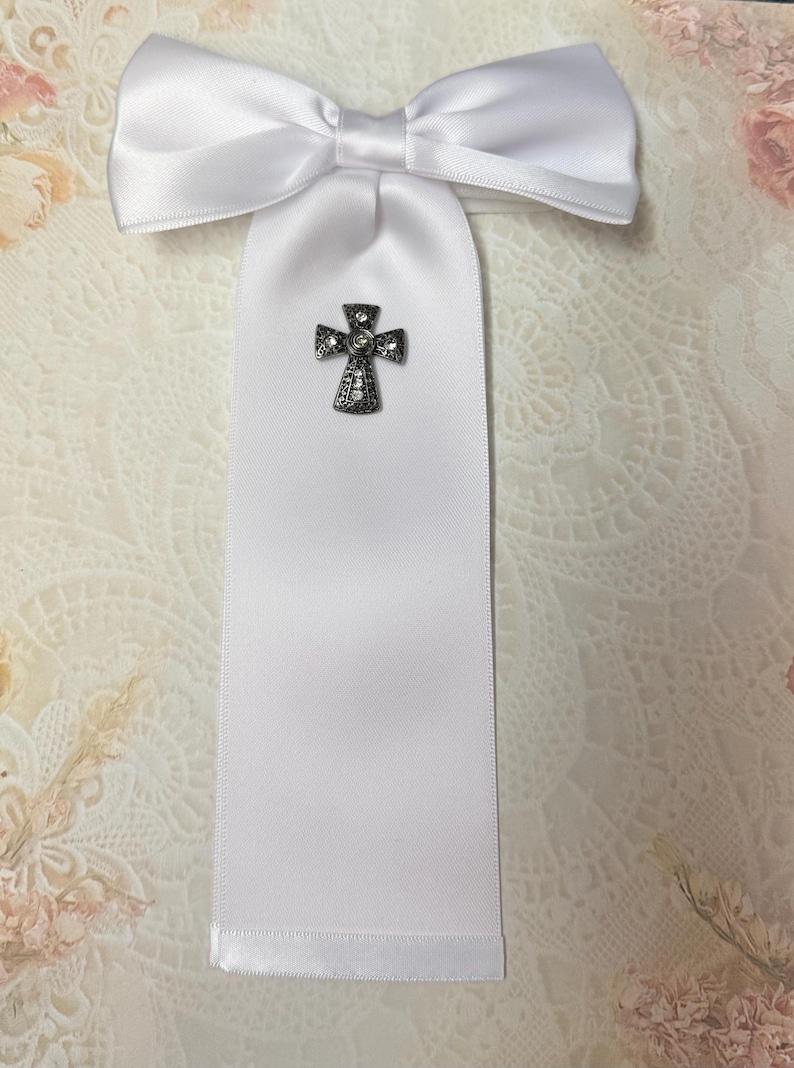 First Communion Arm Band With Silvertone/black Cross Charm - Etsy