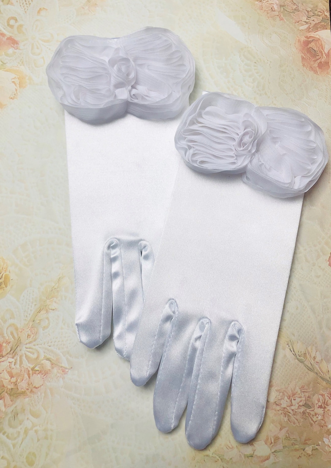 First Holy Communion Gloves White With Butterfly - Etsy