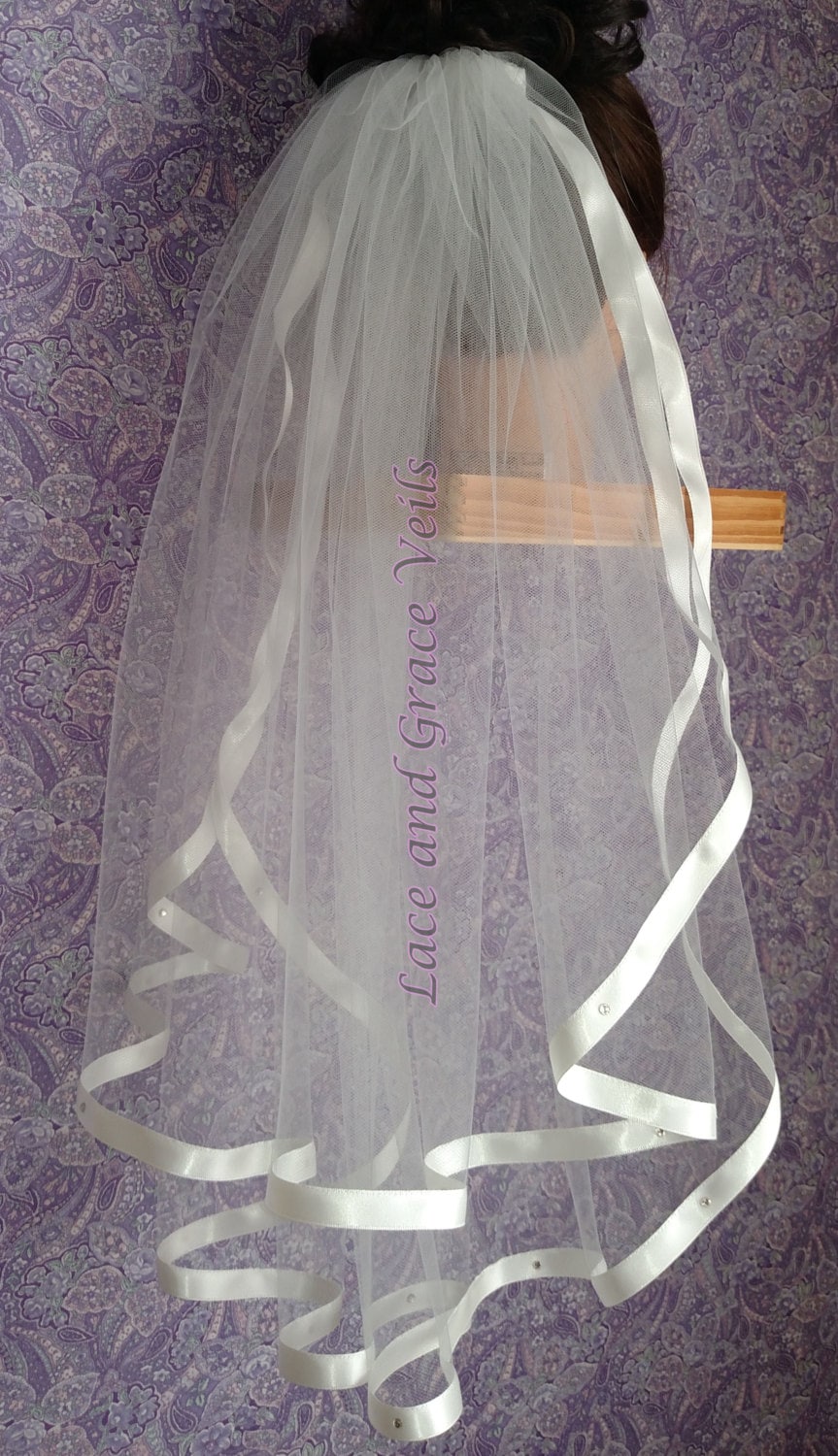 First Communion Veil with Rhinestones on Edge | Etsy