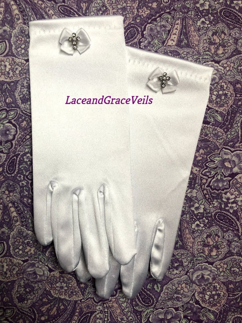 First Holy Communion Gloves with Cross | Etsy
