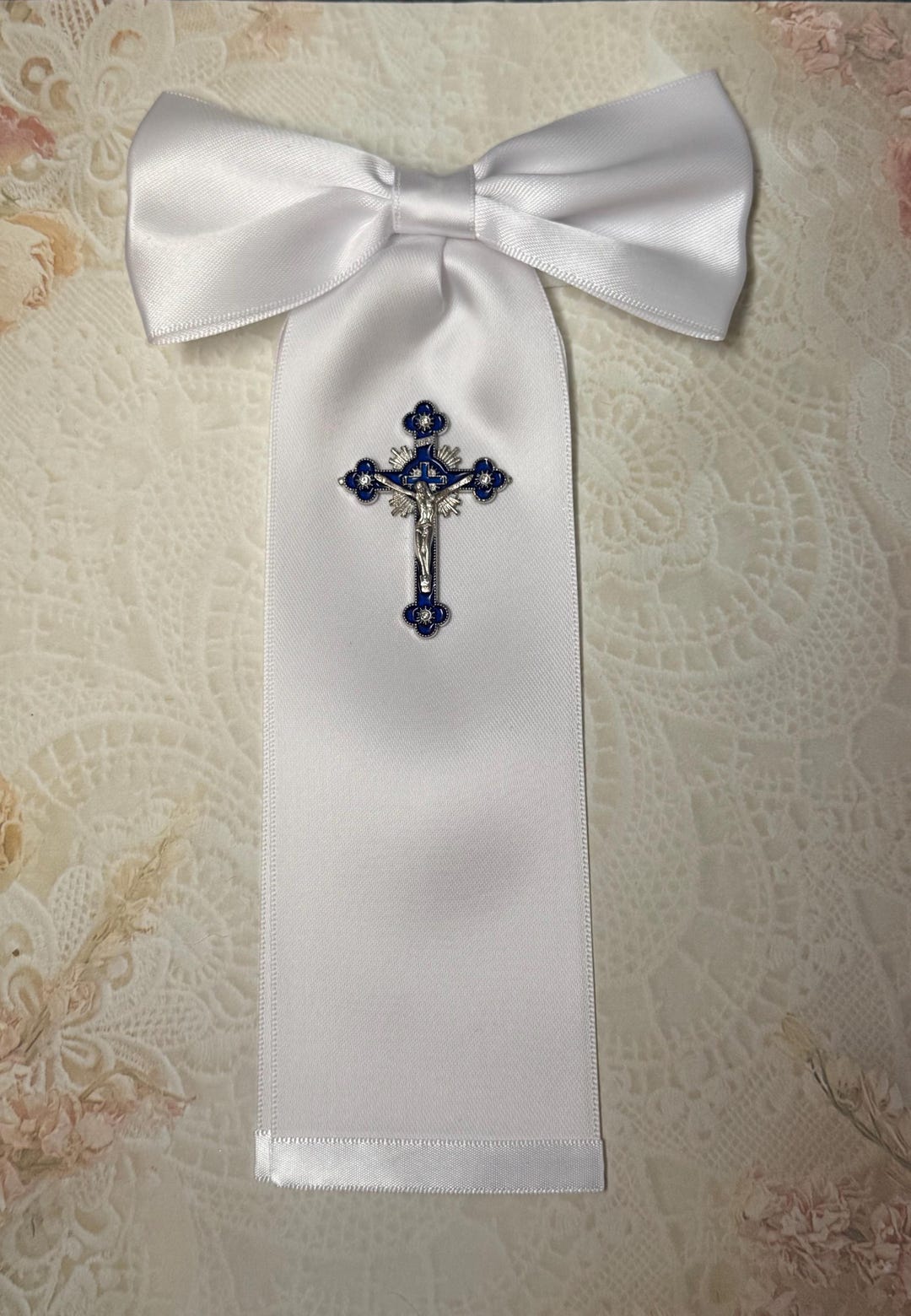 First Communion Arm Band With Blue/silver Cross Charm - Etsy