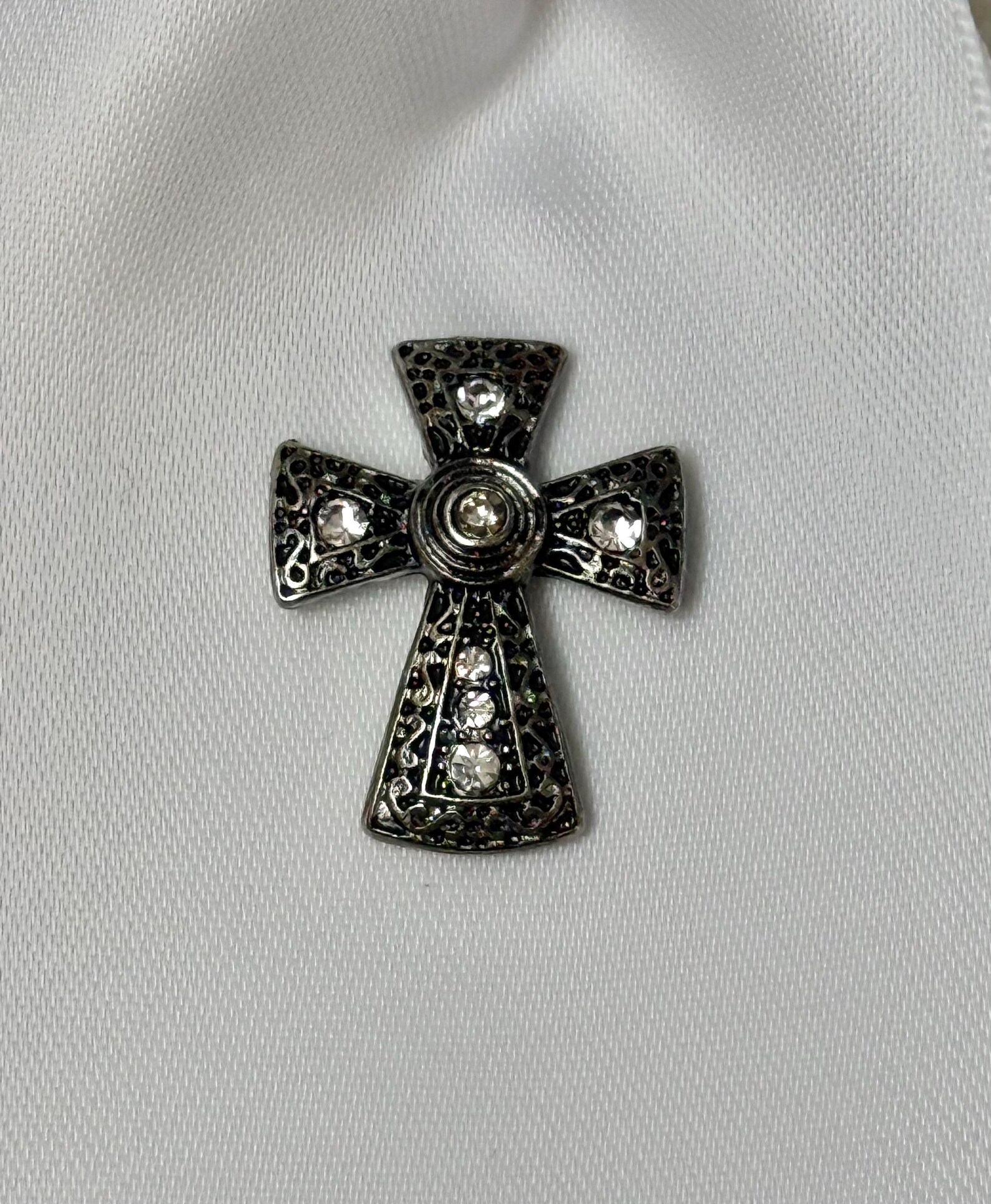 First Communion Arm Band With Silvertone/black Cross Charm - Etsy
