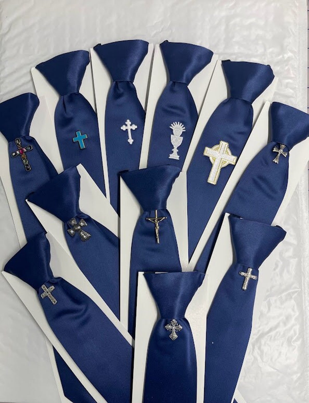Navy Blue First Communion Tie 17 Cross Choices - Etsy