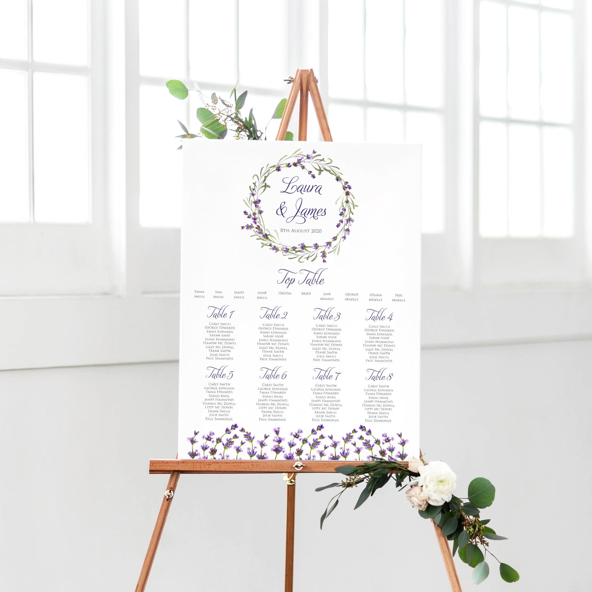 Lavender Rustic Wedding Table Plan Personalized Wedding - Etsy UK